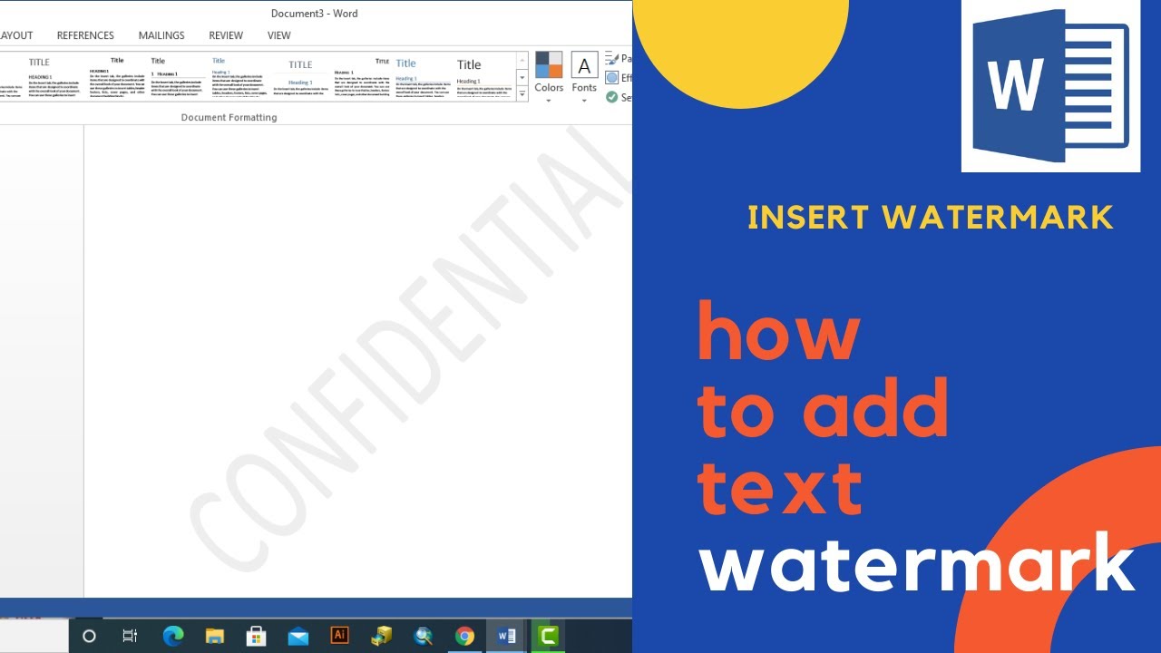 how to add text watermark | how to insert text watermark |ms word ...