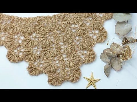 beklenen 3 boyutlu üçgen şal modeli yapılışı #crochet yeni örgü modelleri