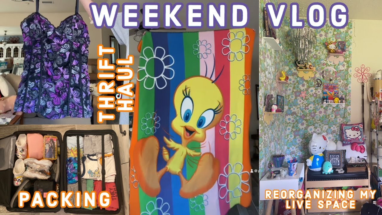 weekend vlog: thrift haul + reorganizing my live space + packing for ...