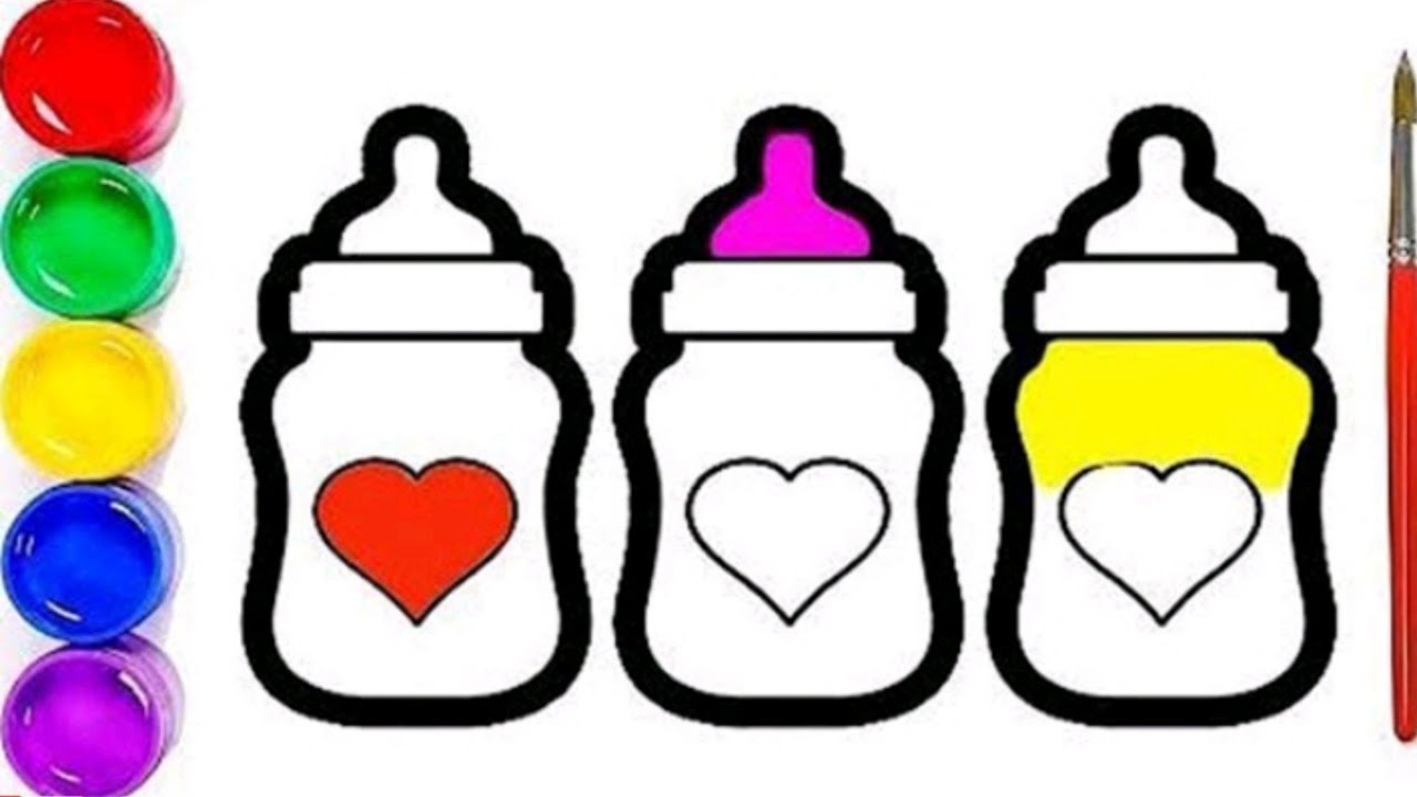 Baby Bottle Drawing,🍼Painting and Coloring for Kids & Toddlers | How to ...