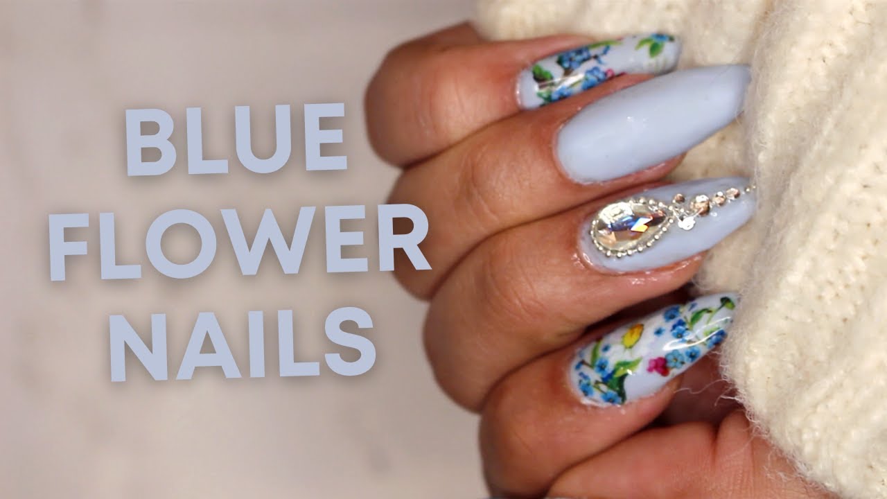 Blue Flower Nail Art Tutorial | Easy Beginner Polygel | Spring Nail Art ...