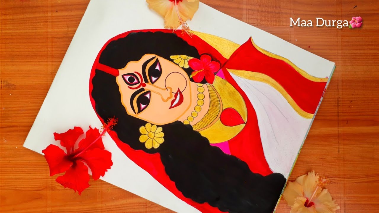 Maa Durga Smiling Face😊 || Maa Durga Painting - YouTube