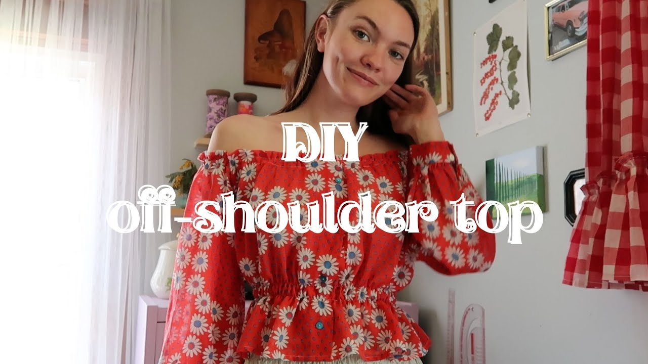 DIY off-shoulder top! EASY SEWING TUTORIAL - YouTube