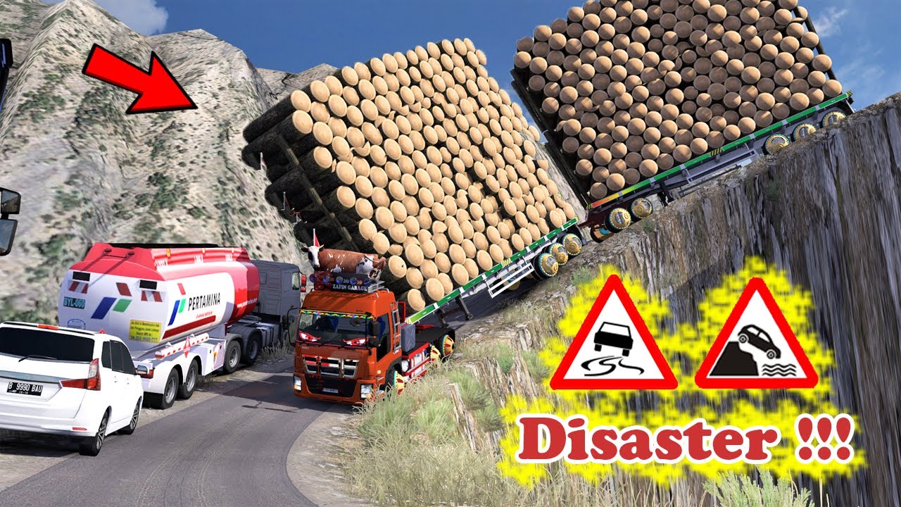 Overloaded Trailer - INSANE Overloaded Truck Almost FALLS Off a Cliff ...