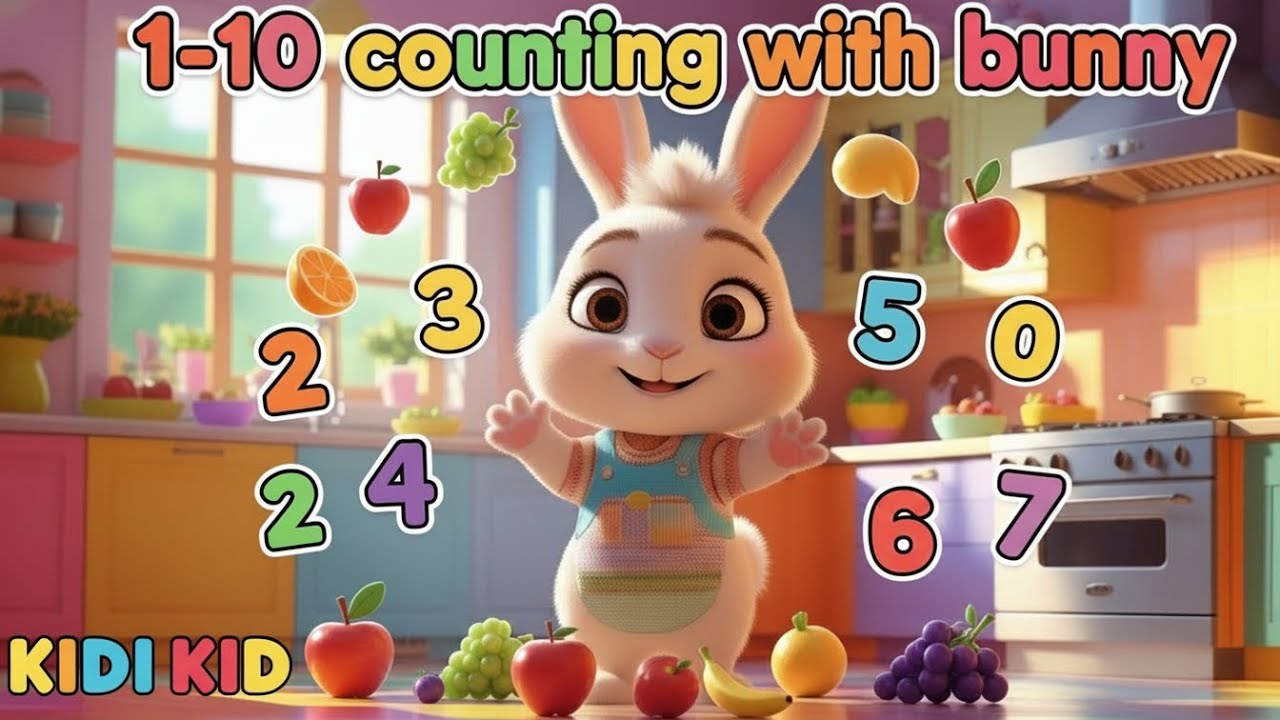 1 to 10 Counting Snacks With Bunny 🍎🍪 | Numbers Song for Kids | Kidi ...