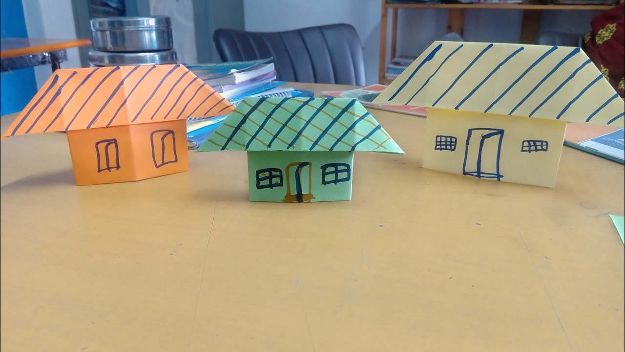 how to make simple origami hut/how to make easy paper hut - YouTube