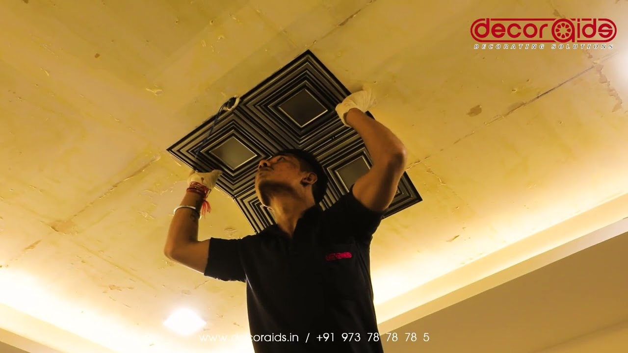 Ceiling tiles Installation 2x2 overlap method | Decoraids.in - YouTube