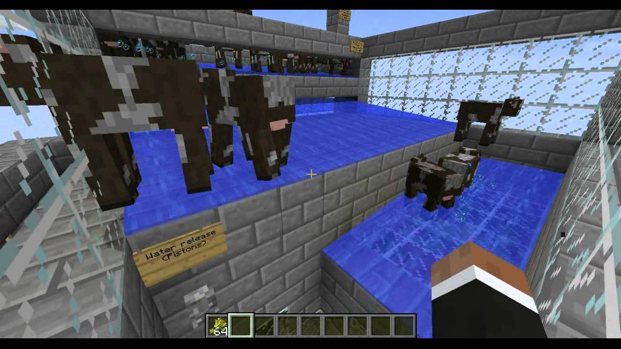 Minecraft deluxe automatic cow killer and cooker. 100+ steak p/h - YouTube