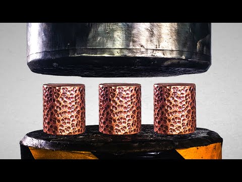 500 ton hydraulic press flatten solid copper rod? - YouTube