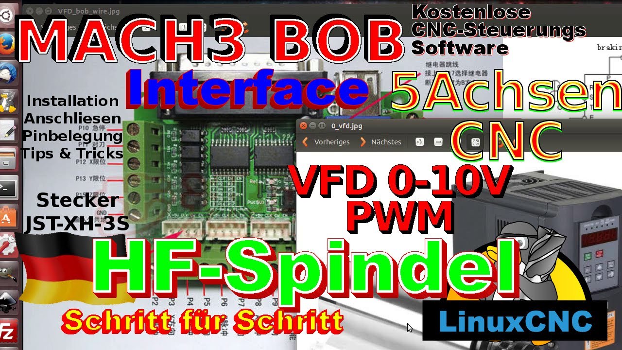 Hyanyang HF Spindel Mach3 BOB Linuxcnc DE - YouTube