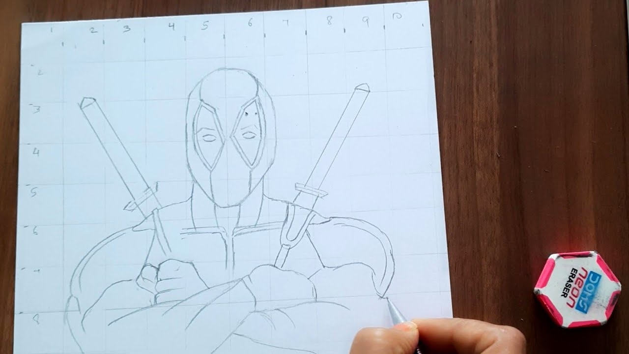 How to draw outline of deadpool sketch step by step- Part 1 - YouTube