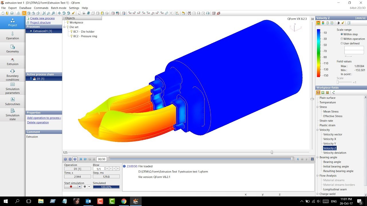 QFORM Extrusion Simulation - YouTube
