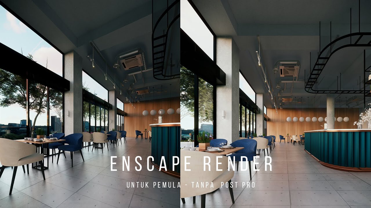 CAFE RENDERING - ENSCAPE 3.0 - UNTUK PEMULA TANPA POSTPRO - YouTube