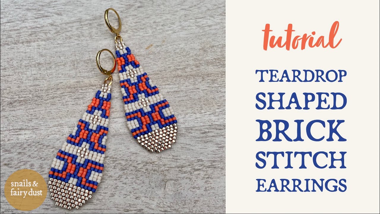 Brick Stitch Teardrop Earring Tutorial Beginner Beading Tutorial - YouTube