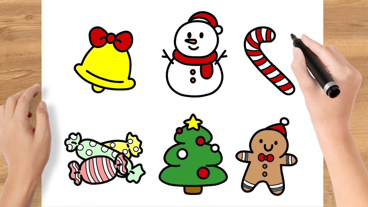 How to draw christmas sticker easy Step-by-Step Tutorial - YouTube