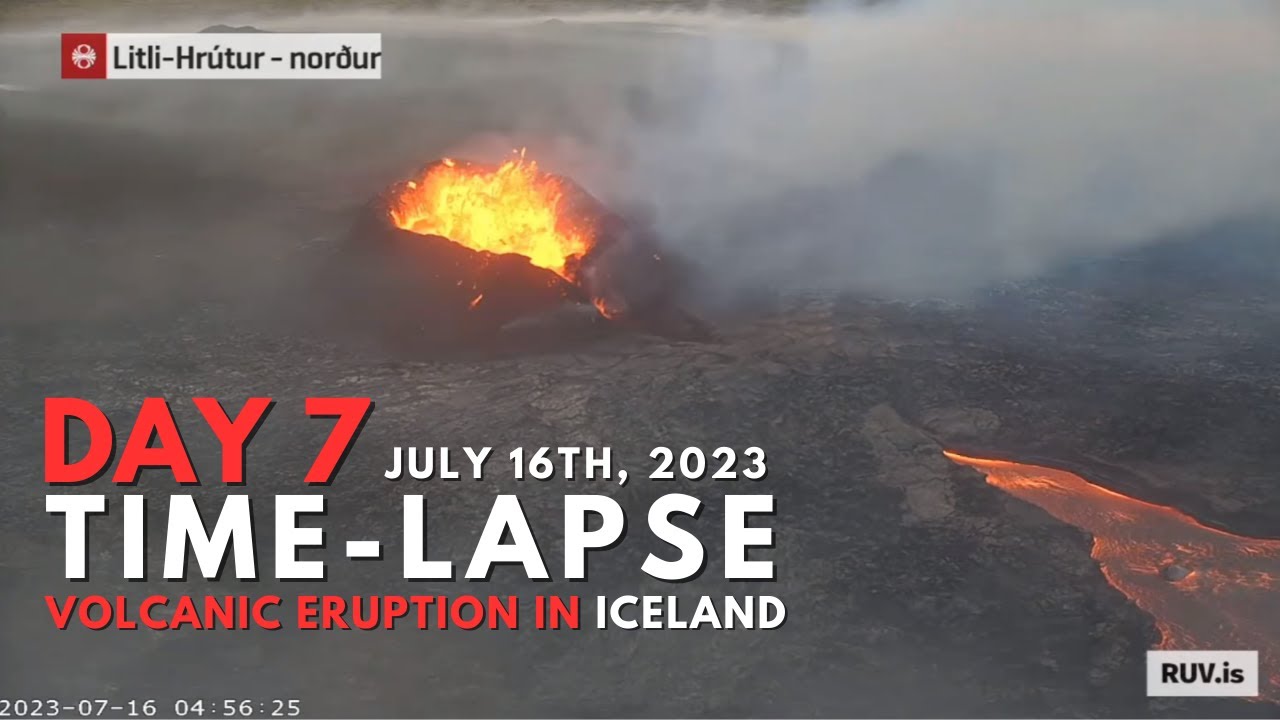 Day 7 - Volcanic Eruption in Iceland - Time Lapse - (July 16th, 2023 ...