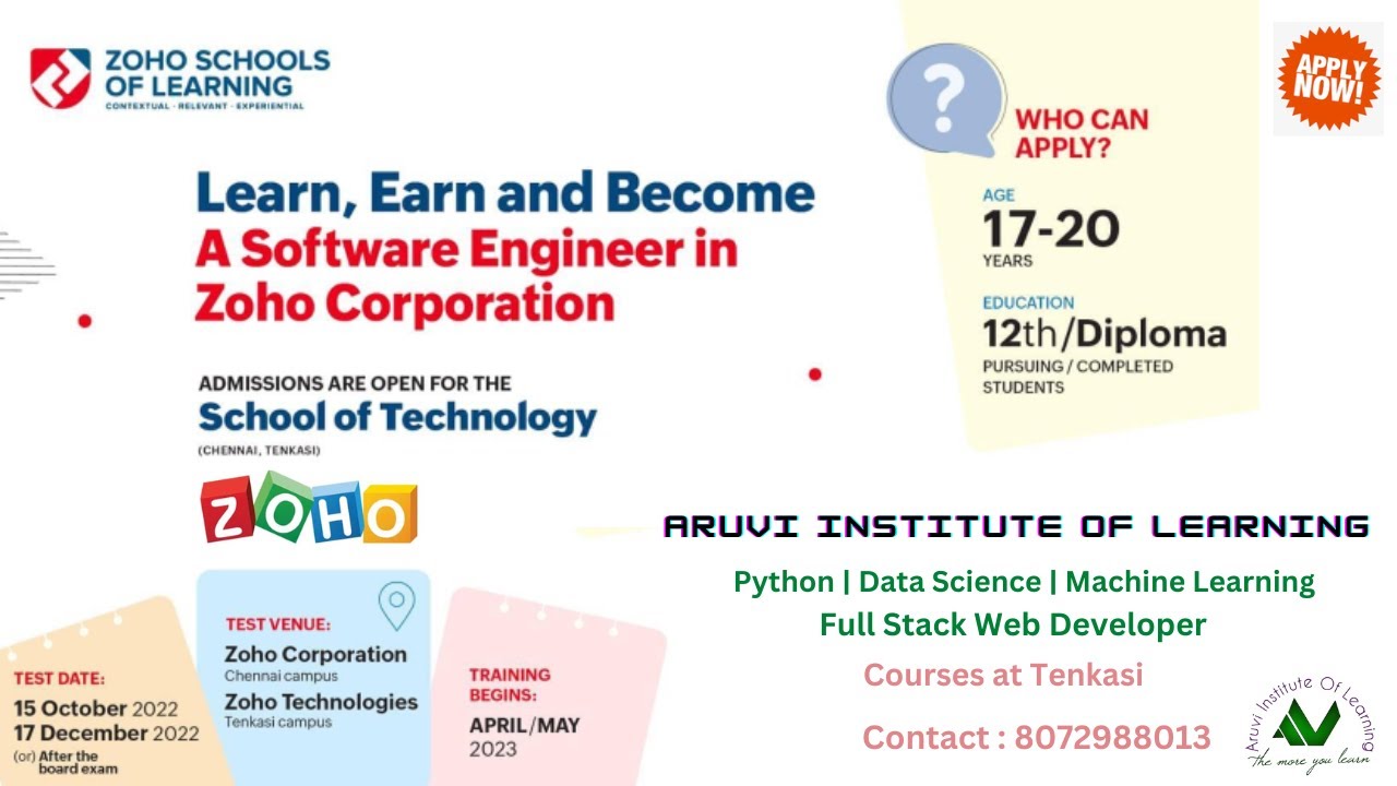 Zoho Schools Of Learn | April/ May - 2023 | Aruvi Institute Of Learning | Tenkasi - YouTube