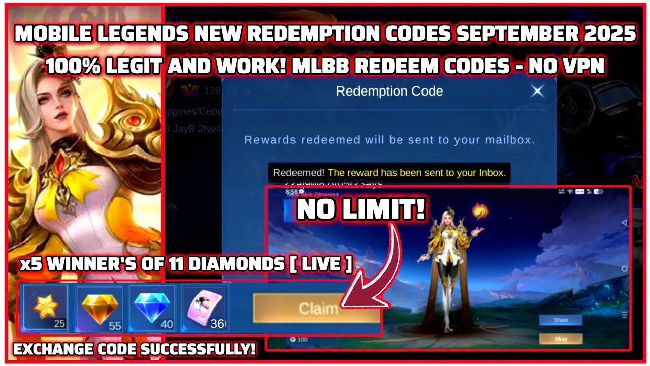 No Limit! Mobile Legends New Redeem September 26, 2025 - All Servers ...