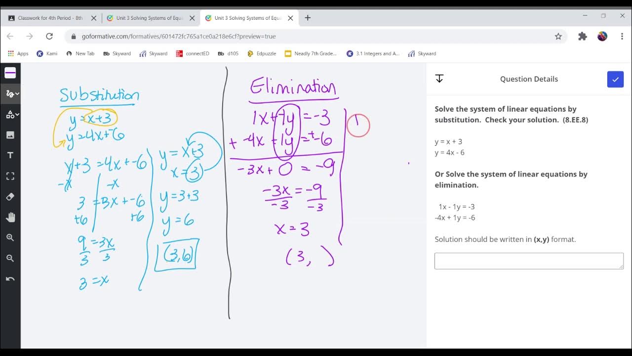 Unit 3 Solving Systems of Equations Summative Assessment Corrections ...