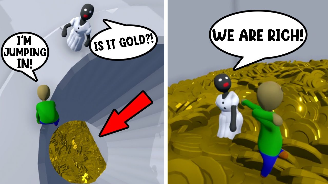 BALDI AND GRANNY BECOMING MEGA RICH in HUMAN FALL FLAT - YouTube