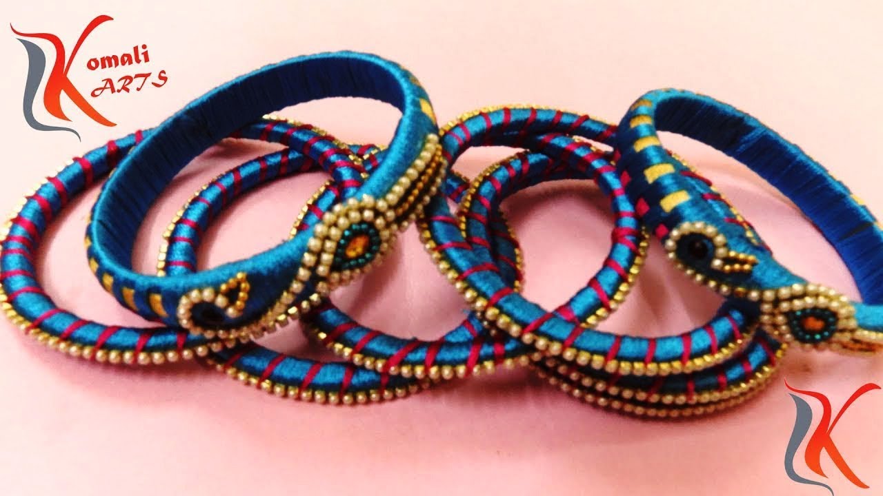 Making silk thread checker model bangles# komali Arts - YouTube