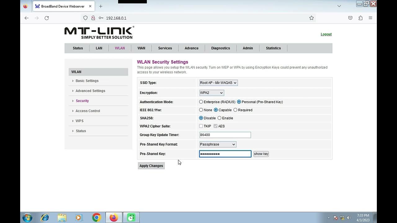 How to change MT-Link 1704 Wifi Password - YouTube