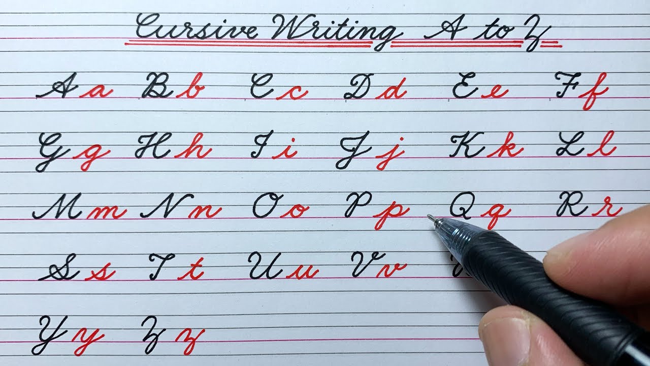 How to write English capital & small letters | Cursive writing A to Z ...