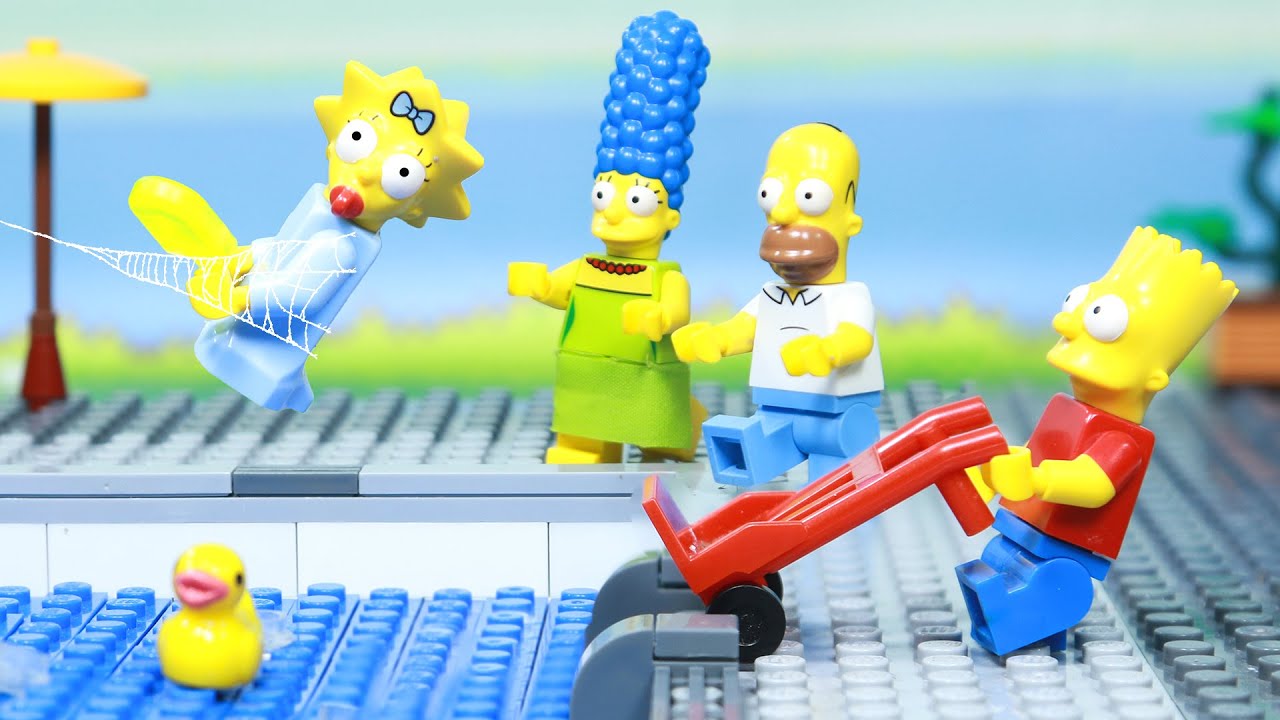 Lego Swimming Pool Simpsons Vs Spider Man Babysitting - YouTube