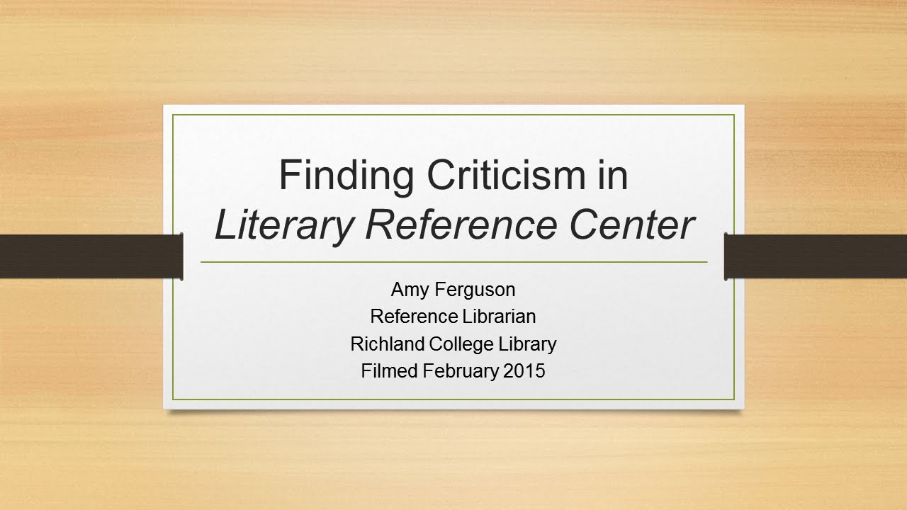 Finding Literary Criticism in Literary Reference Center - YouTube