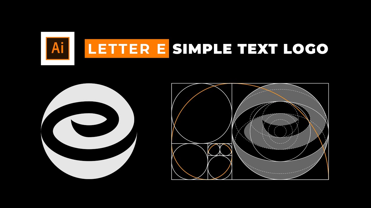 Letter E Logo Design - How to Design a Simple Text Logo with Golden ...
