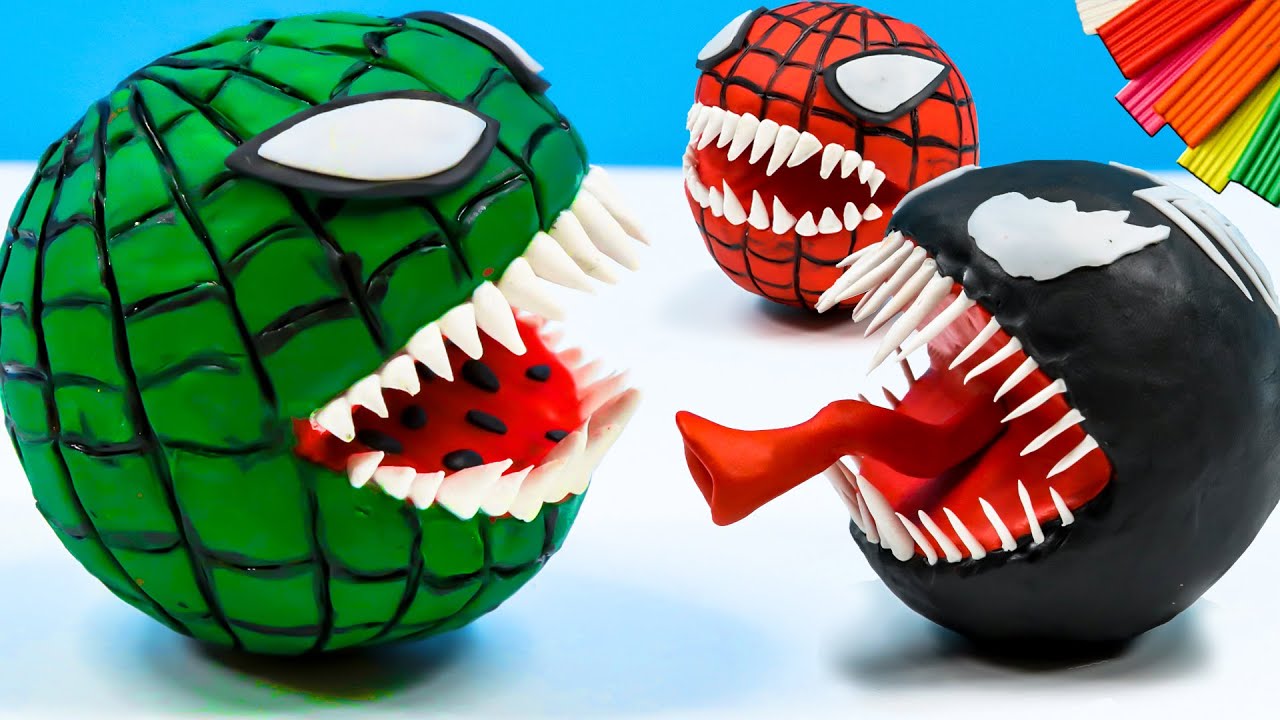 Making Pacman mix Hulk, Spiderman, Venom with Clay 🤡 Pacman Superheroes ...