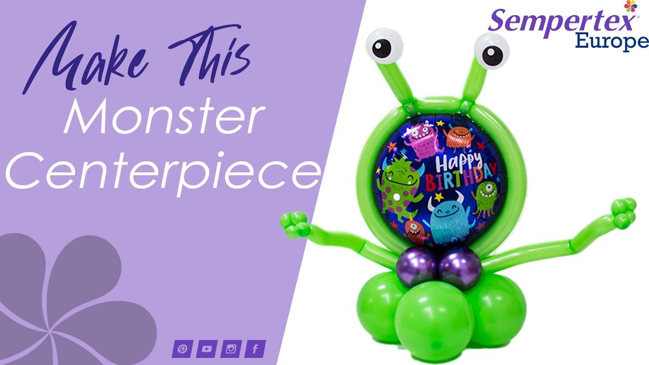 Create this Little Monster Balloon Centerpiece | Balloon Toturial - YouTube