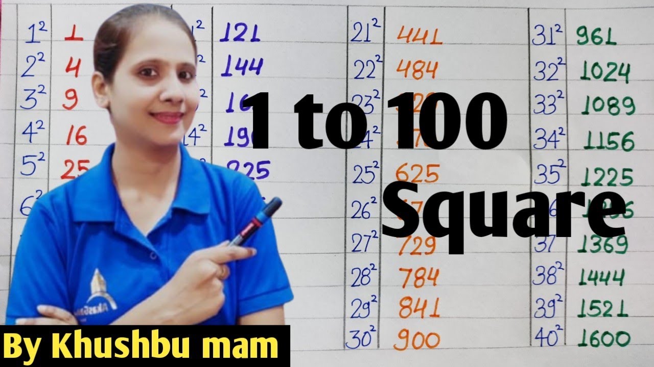 1 से 100 तक का वर्ग, 1 to 100 Square, Calculation & Maths - YouTube