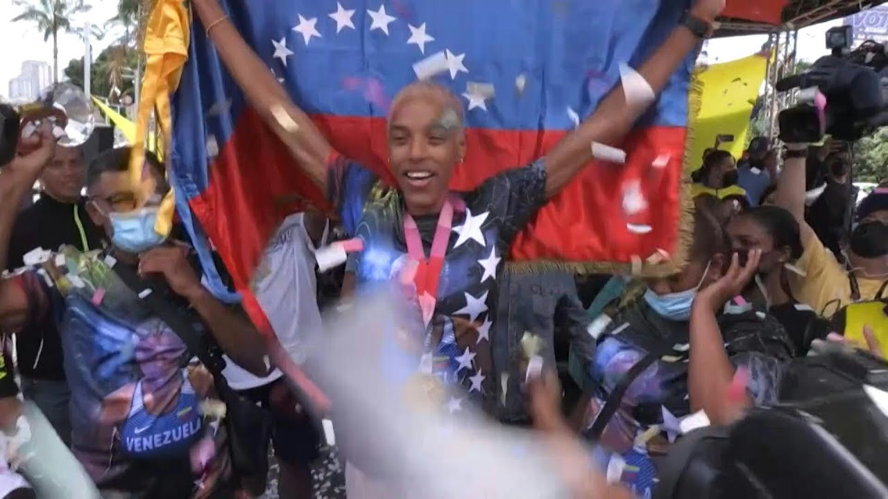 Venezuela hails Olympic hero Rojas - YouTube