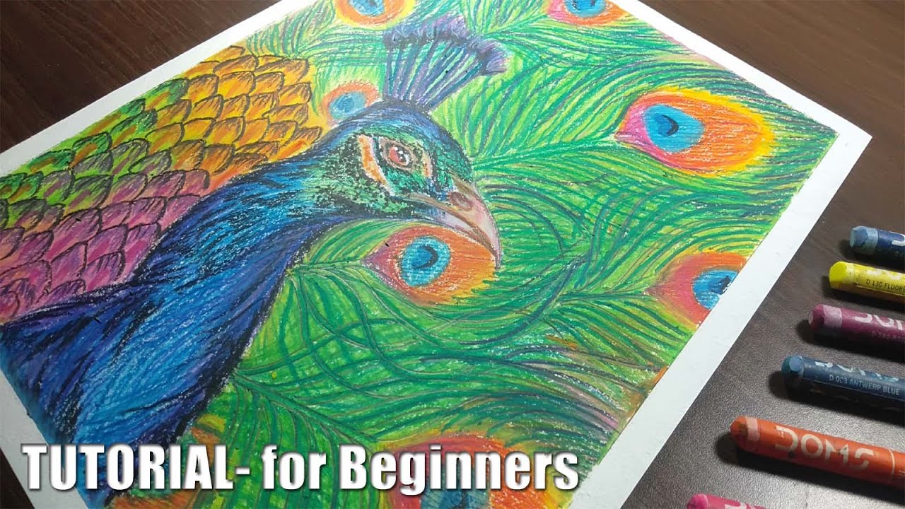 Peacock oil pastel drawing , easy oil pastel drawing , Abstract Peacock ...