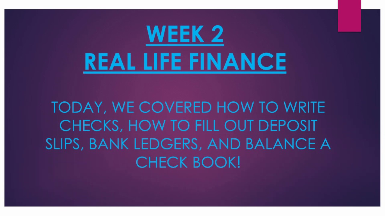 Real Life Finance week 2- Checking Accounts - YouTube