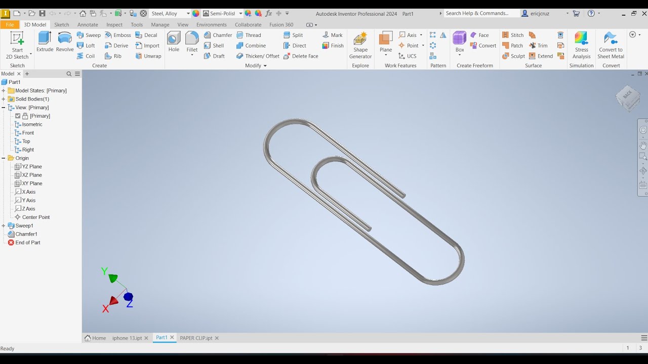 Model a Paper Clip - Autodesk Inventor - YouTube