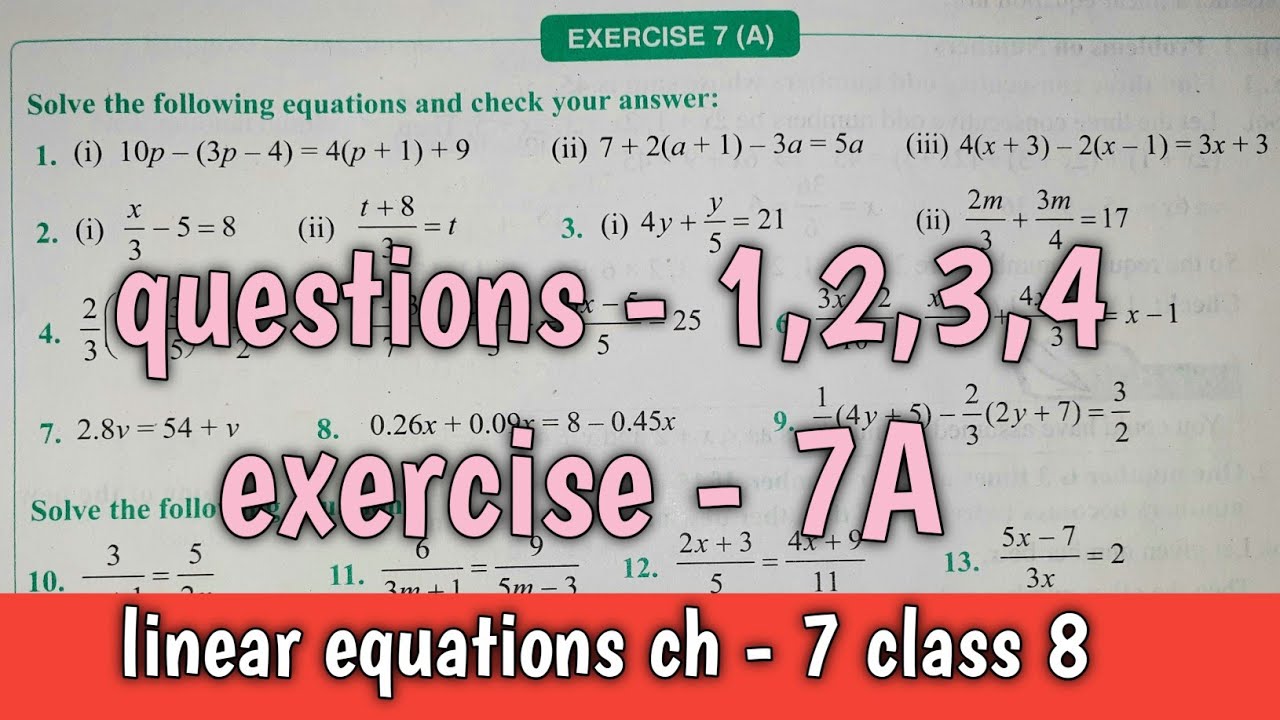 questions - 1,2,3,4 | exercise - 7A class 8th maths | S chand maths ...