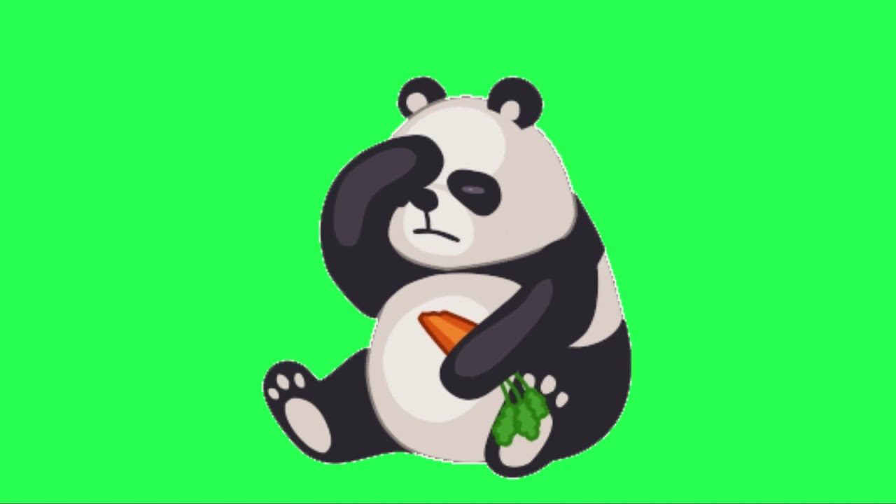 Panda Animation Green Matte | Panda Cartoon | Panda Stickers | Green ...