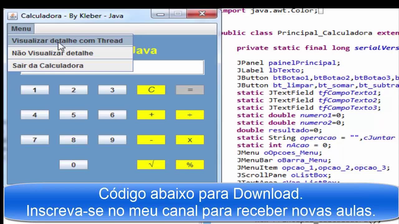 Calculadora em Java SE com Thread - Kleber - João Pessoa-Pb. - YouTube