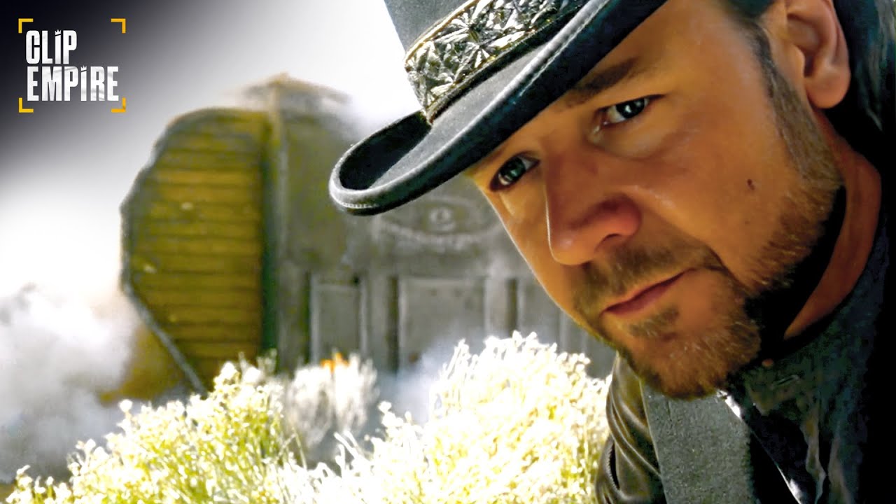 Ben Wade and His Crew Attack a Stagecoach (Russell Crowe, Christian ...