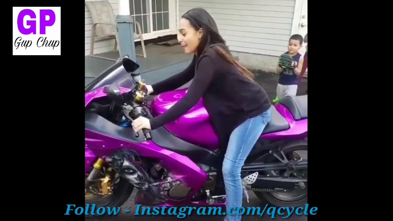 Girl learning heavy bike riding - YouTube