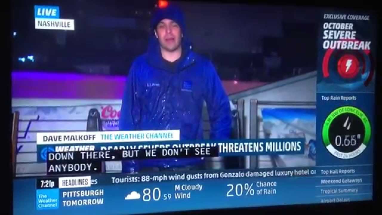 Weather Channel guy gets scared by thunder - YouTube