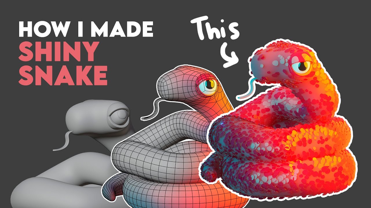 Cute Little Snake Speed Modeling in Blender 3D 🐍 Scales simple particle ...