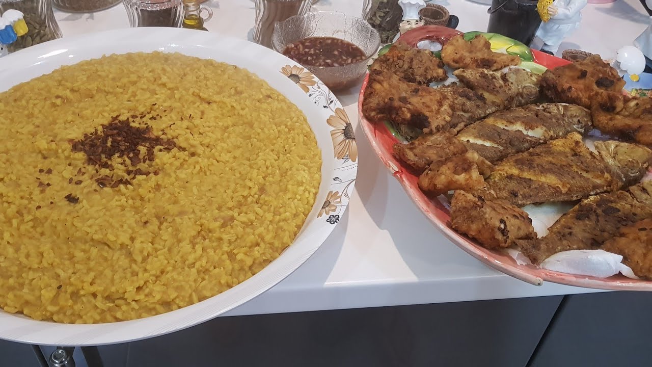 طريقة عمل رز بالعدس مع السمك المقلي مغذي جداا ولذيذ - YouTube