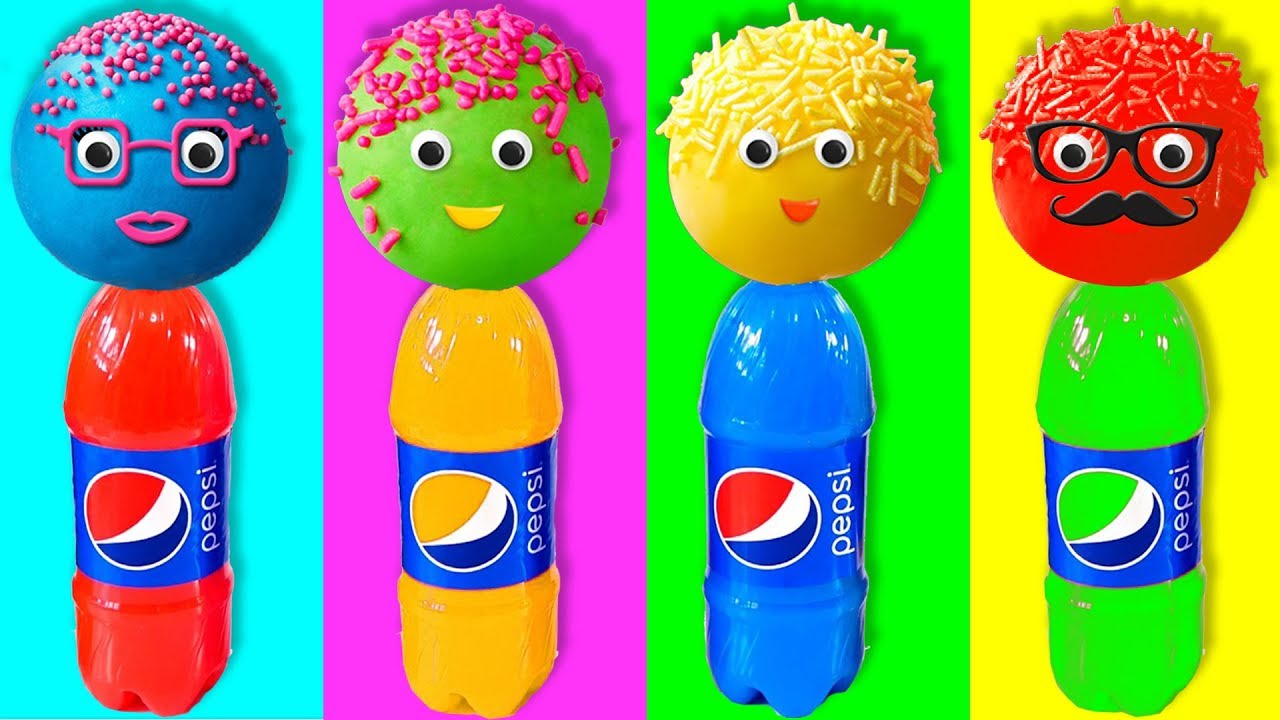 Wrong Heads Cake Pop Pepsi Bottles Finger Family Learn Colors Nursery ...
