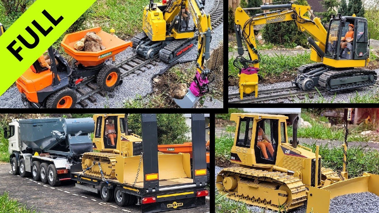 Rail ballast replacement, RC rail excavator CASE CX85 AMT Group, Scania ...