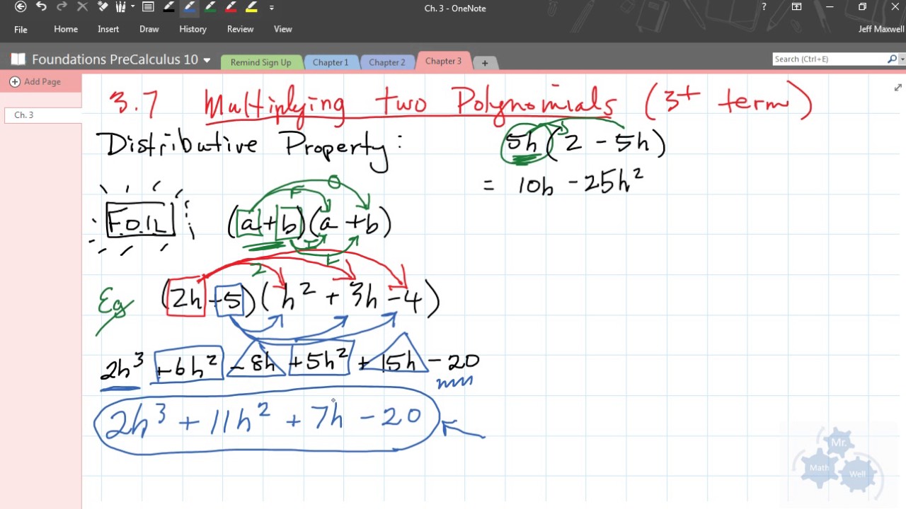 FM 10 3.7 Mulitplying polynomials using distributive property - YouTube