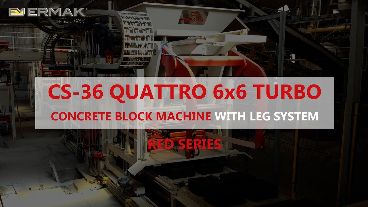 ERMAK CS-36 QUATTRO 6X6 RED SERIES CONCRETE BLOCK MACHINE WITH LEG ...